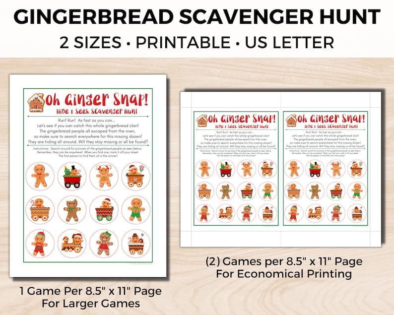 Gingerbread Man Hide and Seek Scavenger Hunt Game, Kids Picture ...