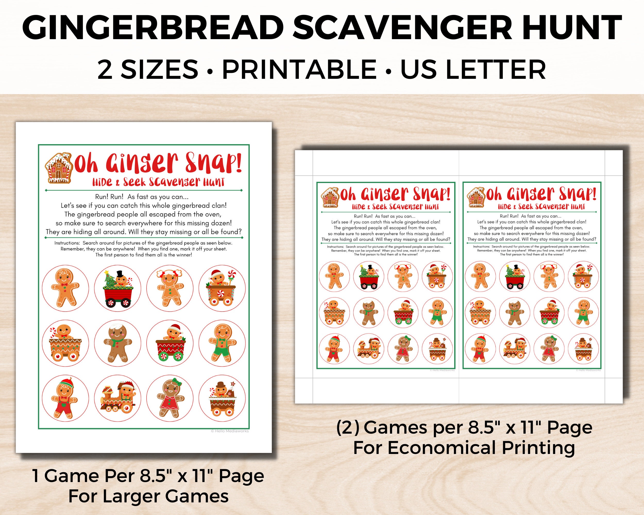 Gingerbread Man Hide and Seek Scavenger Hunt Game, Kids Picture ...