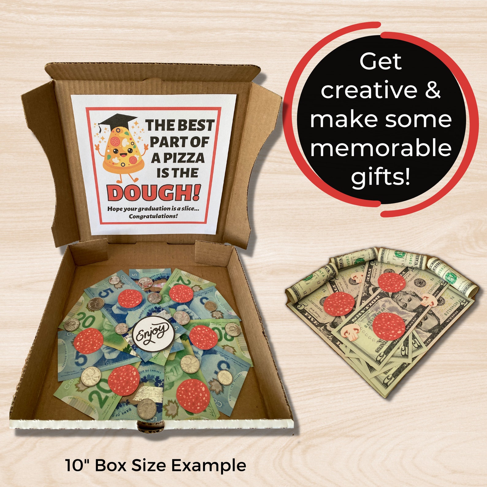 Graduation Money Gift, Printable Money Pizza Sign, Money Gift Ideas ...