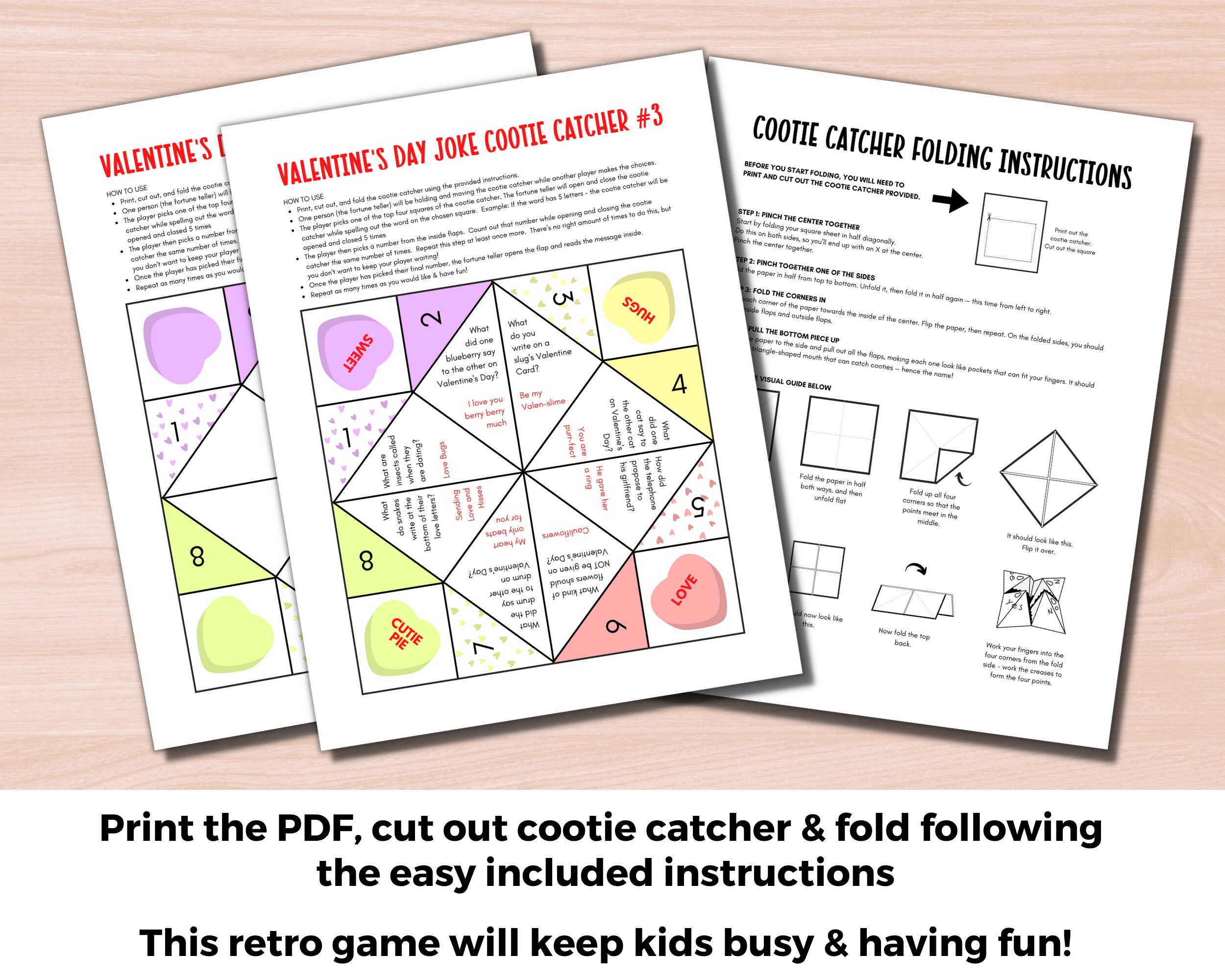 Valentines Day Cootie Catcher Bundle, Valentines Day Joke Tellers ...