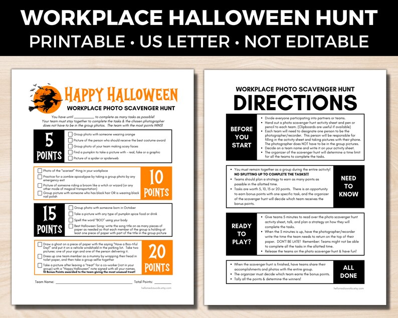 Halloween Workplace Photo Scavenger Hunt, Halloween Team Building ...