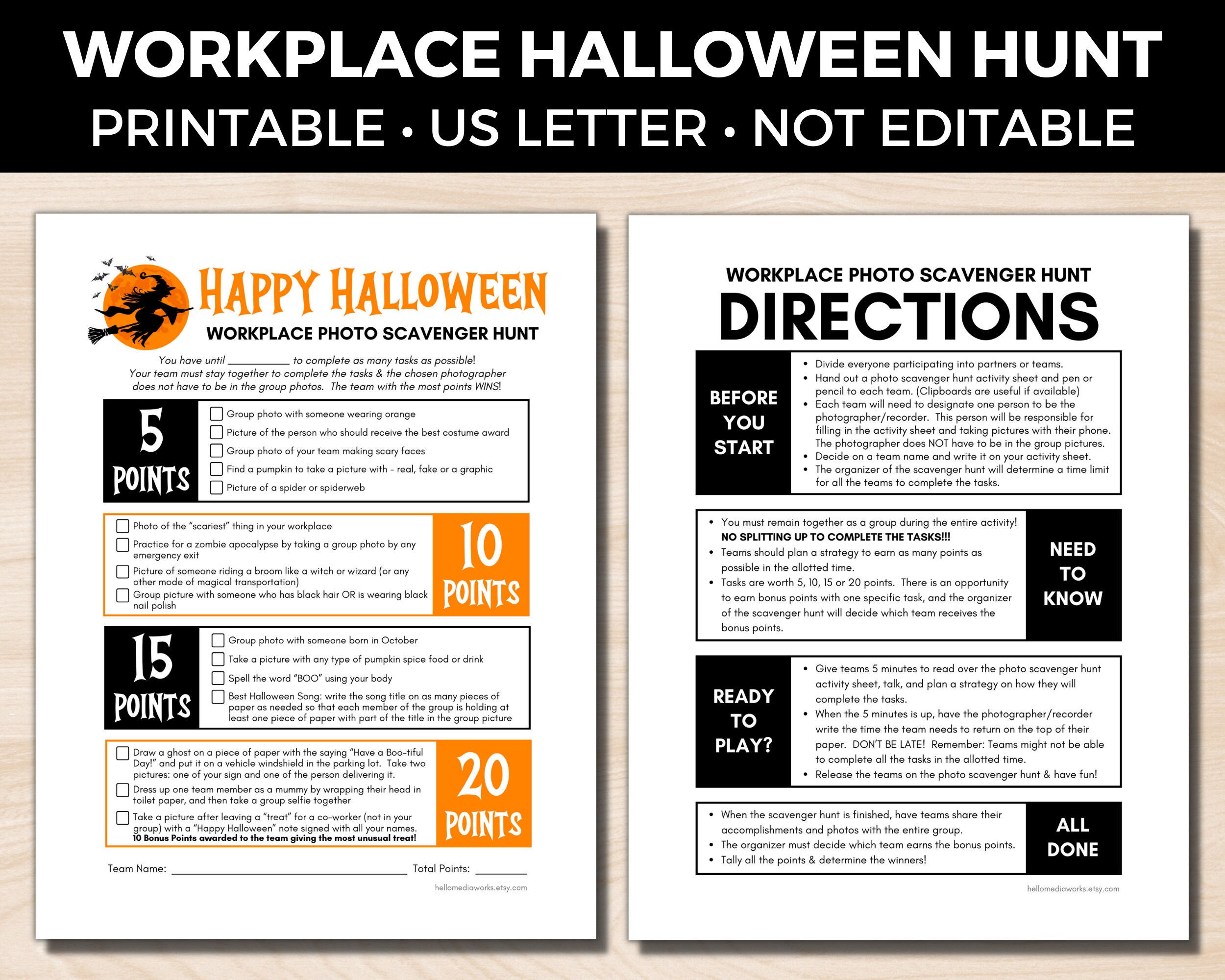 Halloween Workplace Photo Scavenger Hunt, Halloween Team Building ...