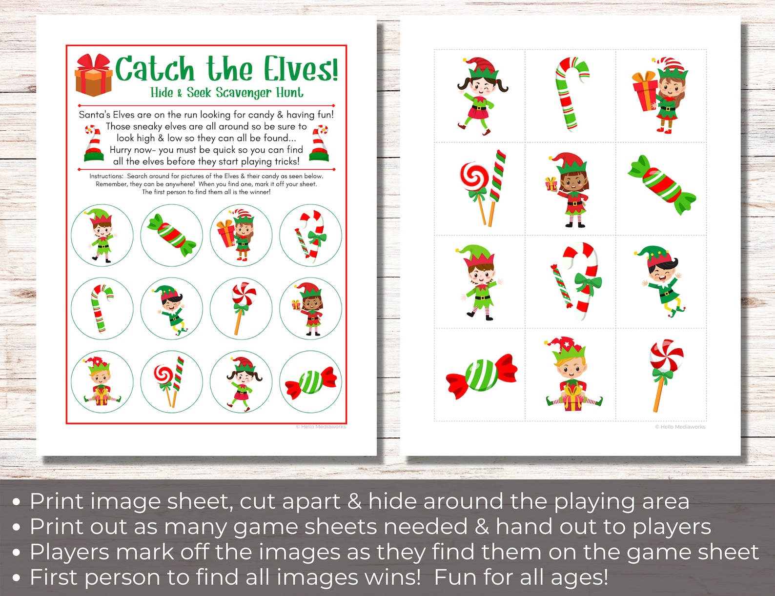 Christmas Elf Scavenger Hunt Game Catch the Elves Hide and - Etsy