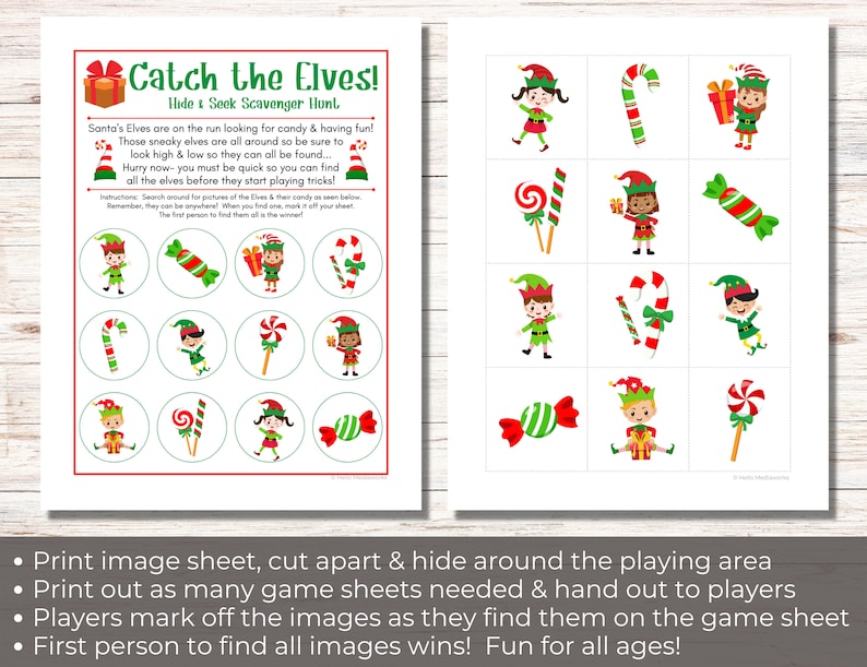 Christmas Elf Scavenger Hunt Game Catch the Elves Hide and - Etsy