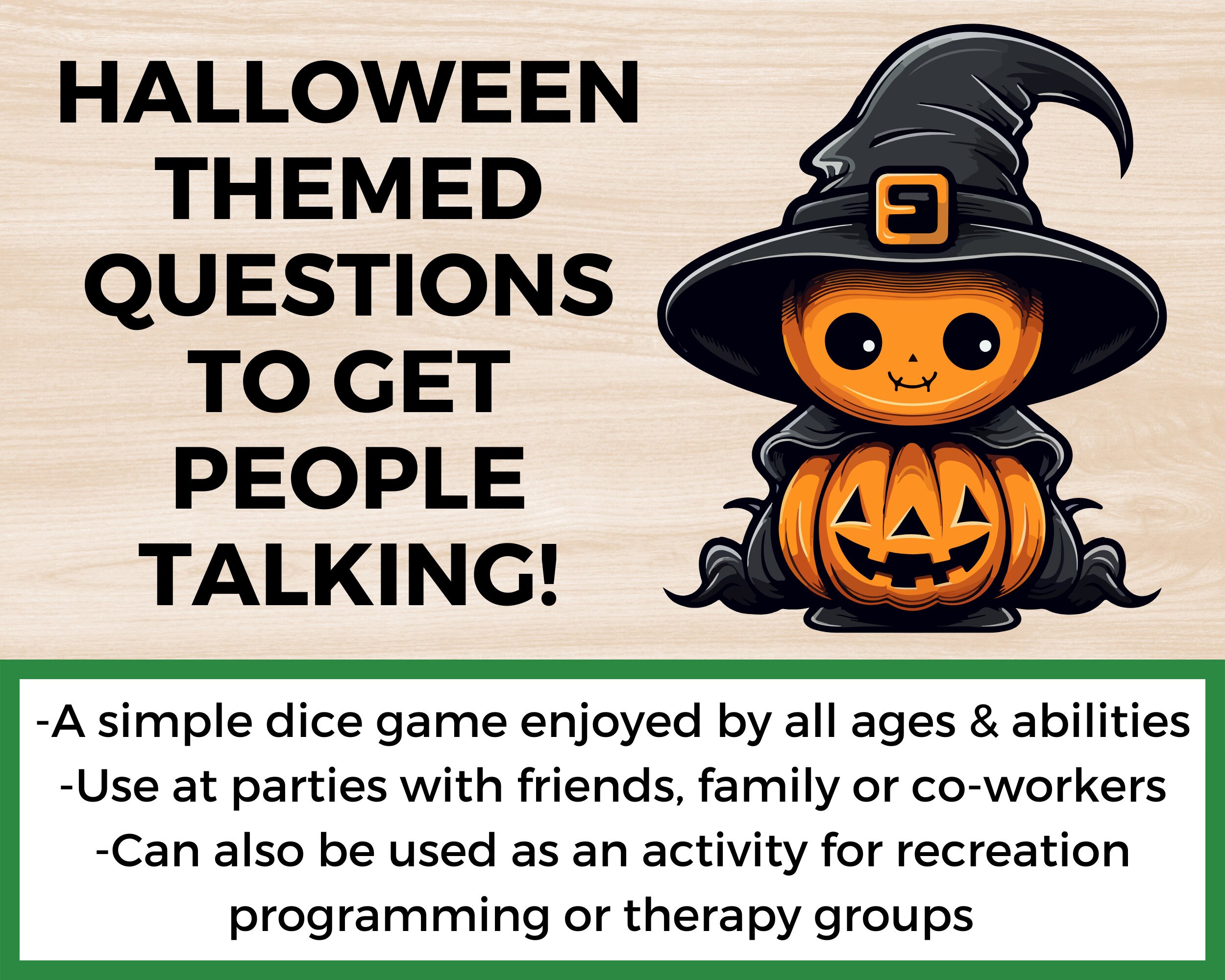 Halloween Table Talk Dice Game, Conversation Starter Game, Halloween ...