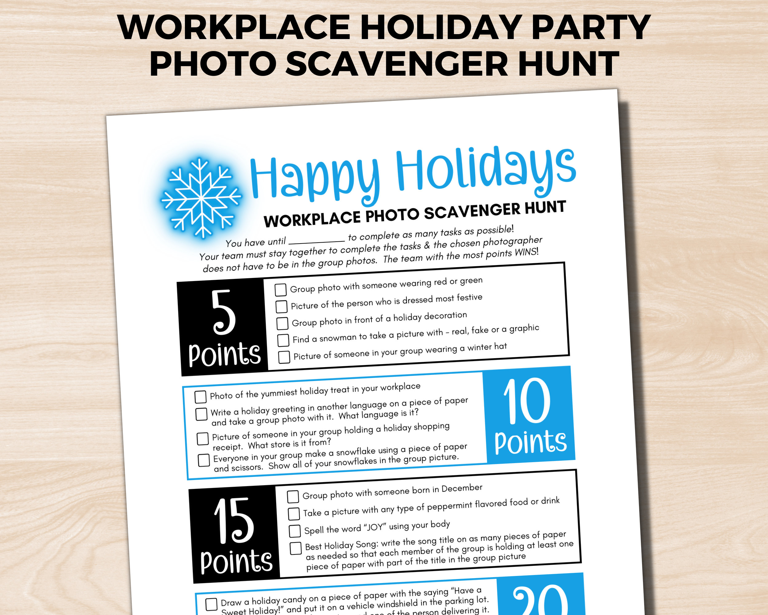 Holiday Workplace Photo Scavenger Hunt, Holiday Team Building Activity ...