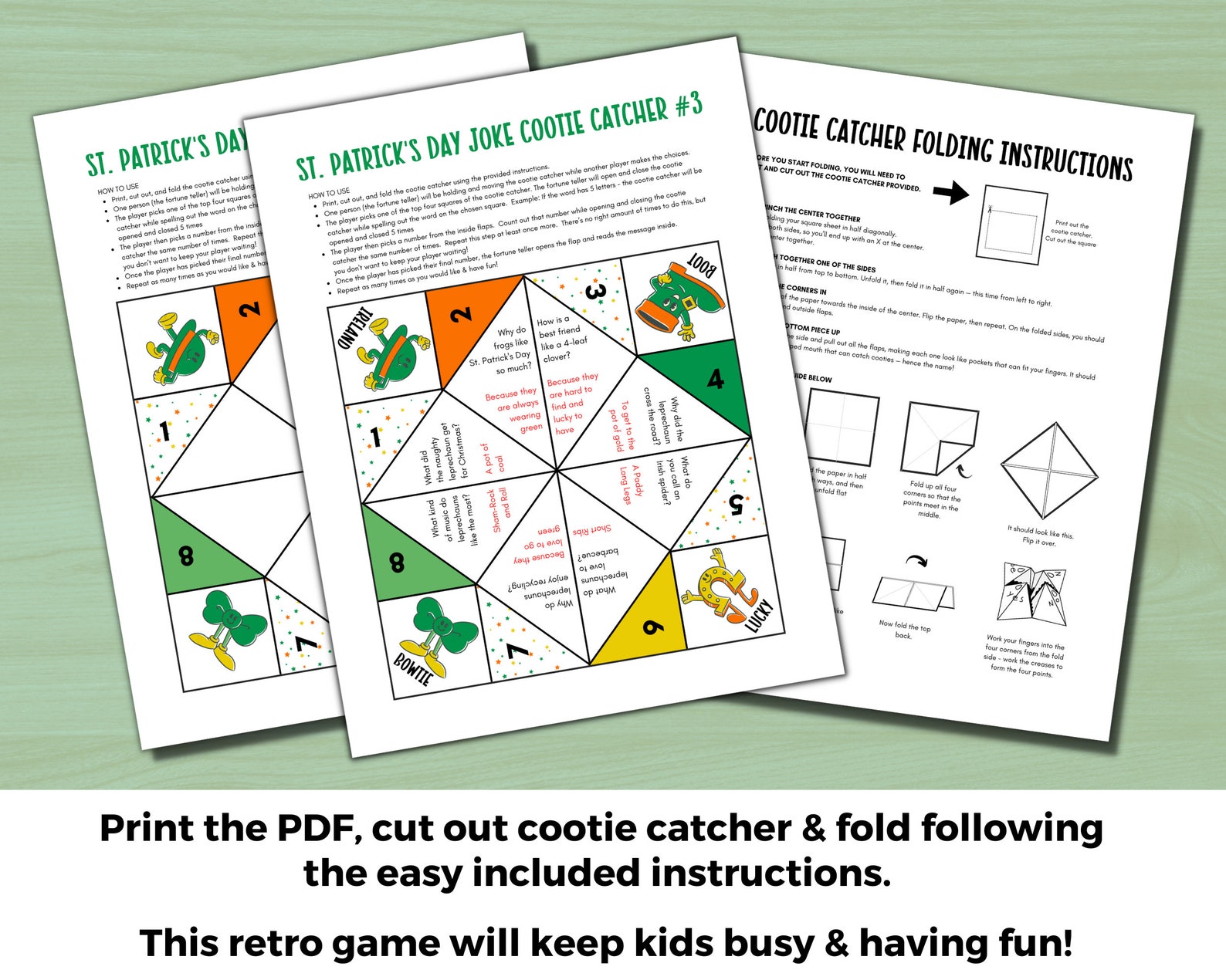 St. Patrick's Day Cootie Catcher Bundle, St. Patrick's Joke Tellers, St ...