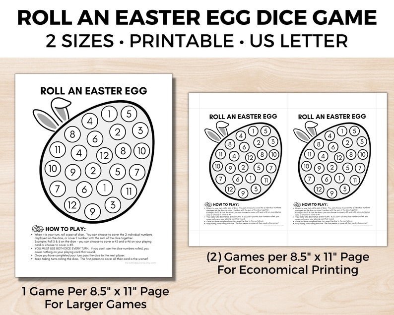 Roll an Easter Egg Dice Game, Easter Roll and Cover Dice Game, Easy ...