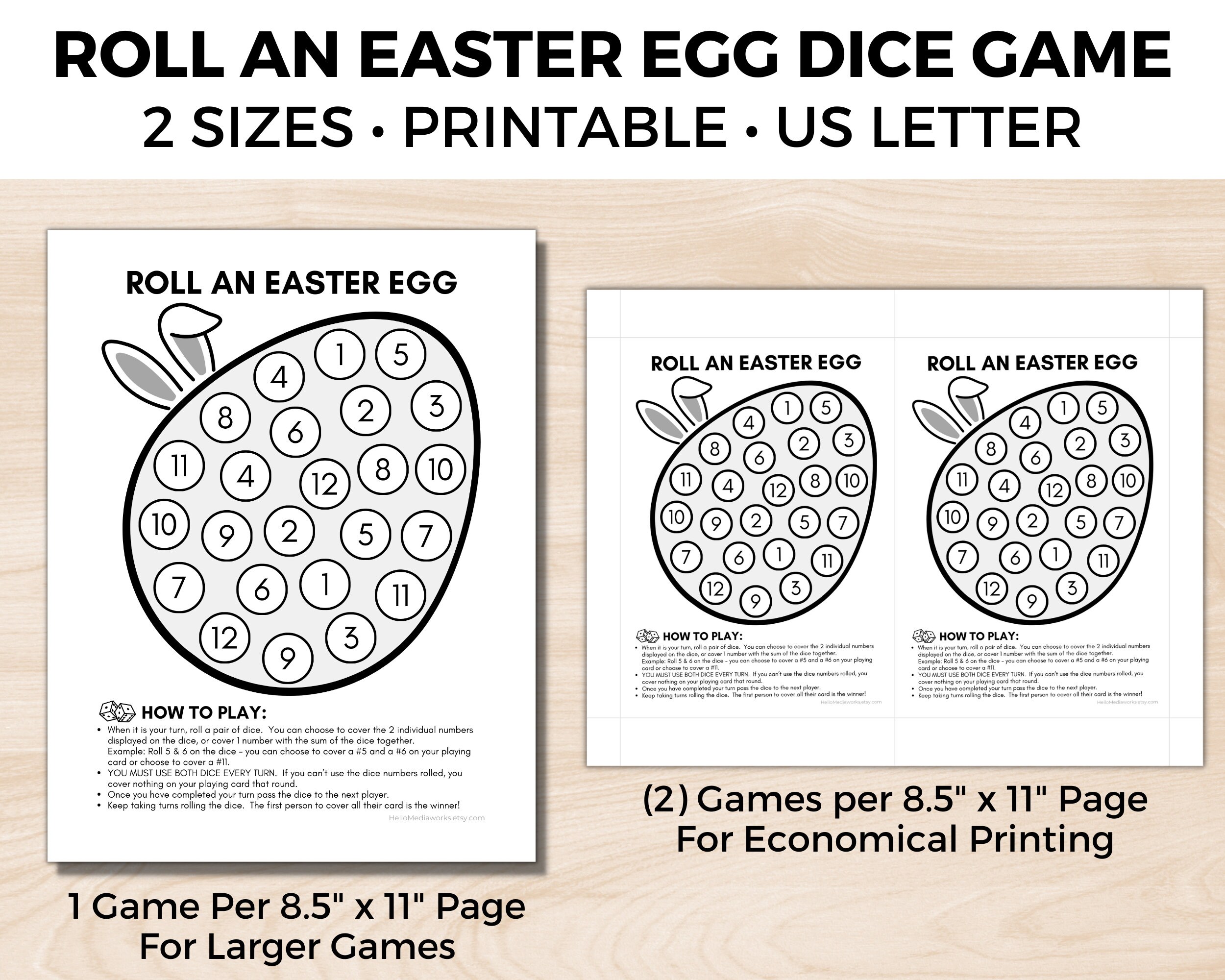 Roll an Easter Egg Dice Game, Easter Roll and Cover Dice Game, Easy ...