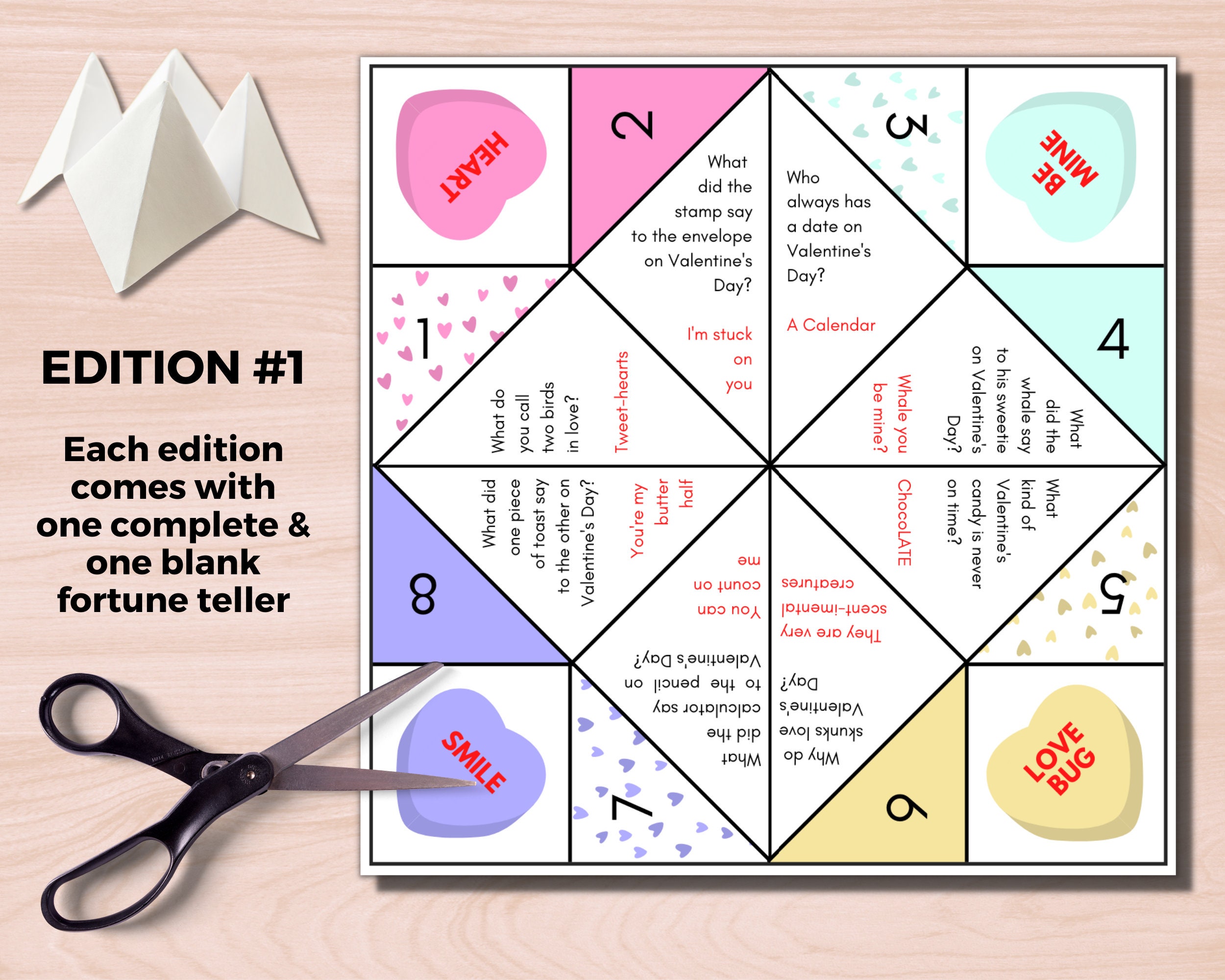Valentines Day Cootie Catcher Bundle, Valentines Day Joke Tellers ...