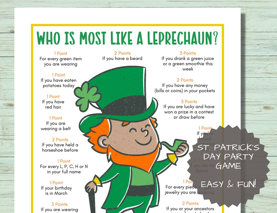 Who is Most Like a Leprechaun Game St. Patrick's Day - Etsy