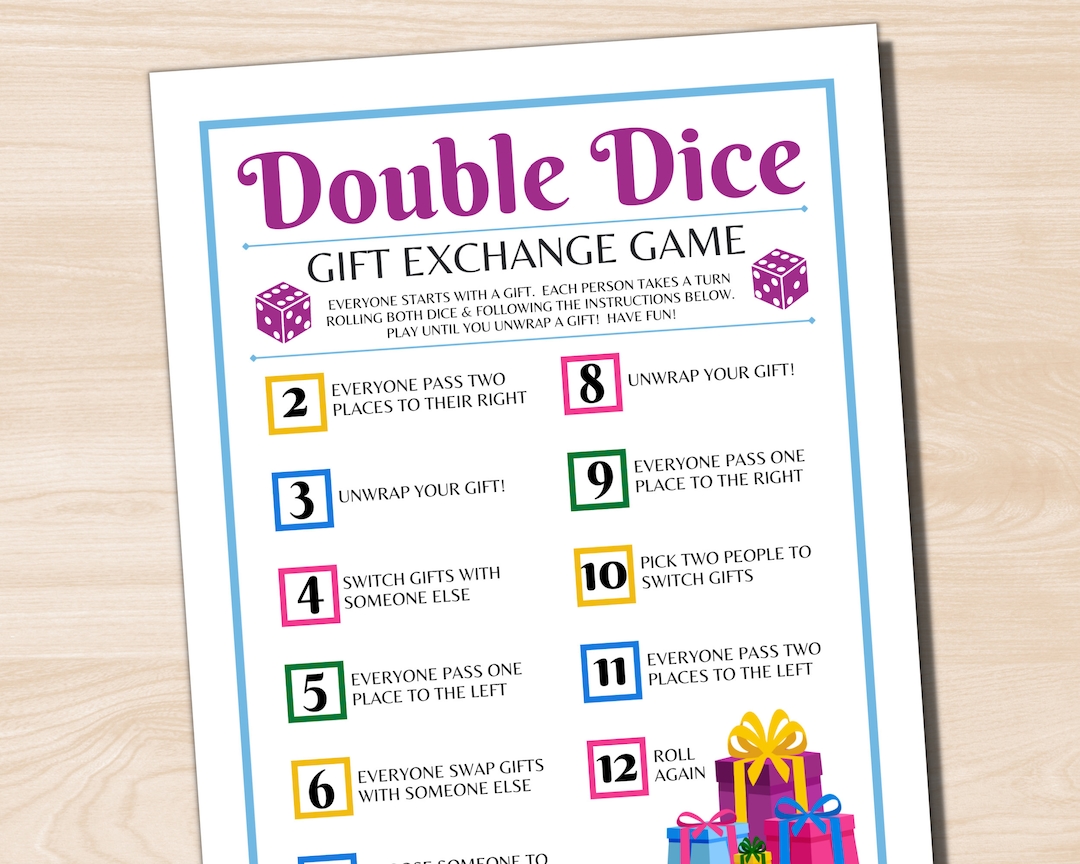 Double Dice Gift Exchange Dice Game, White Elephant Gift Exchange, Gift ...