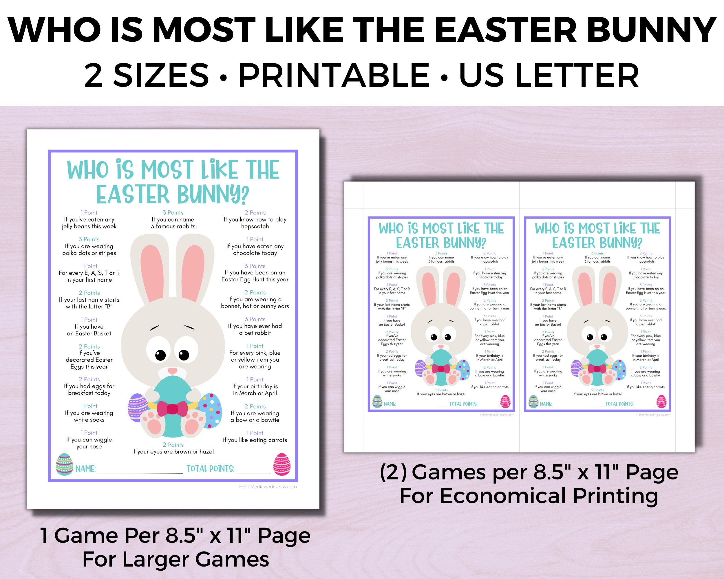 Who is Most Like the Easter Bunny Game, Easter Egg Hunt Party Game ...