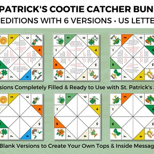 St. Patrick's Day Cootie Catcher Bundle, St. Patrick's Joke Tellers, St ...