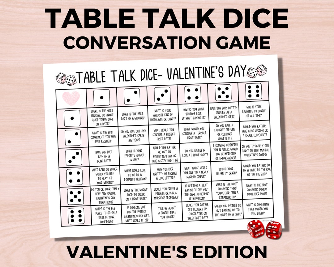 Valentine's Table Talk Dice Game Conversation Starter - Etsy