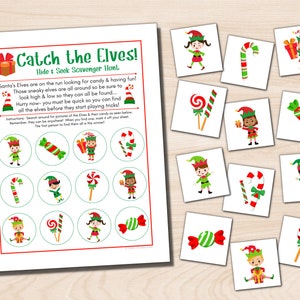 Christmas Elf Scavenger Hunt Game, Catch the Elves Hide and Seek ...