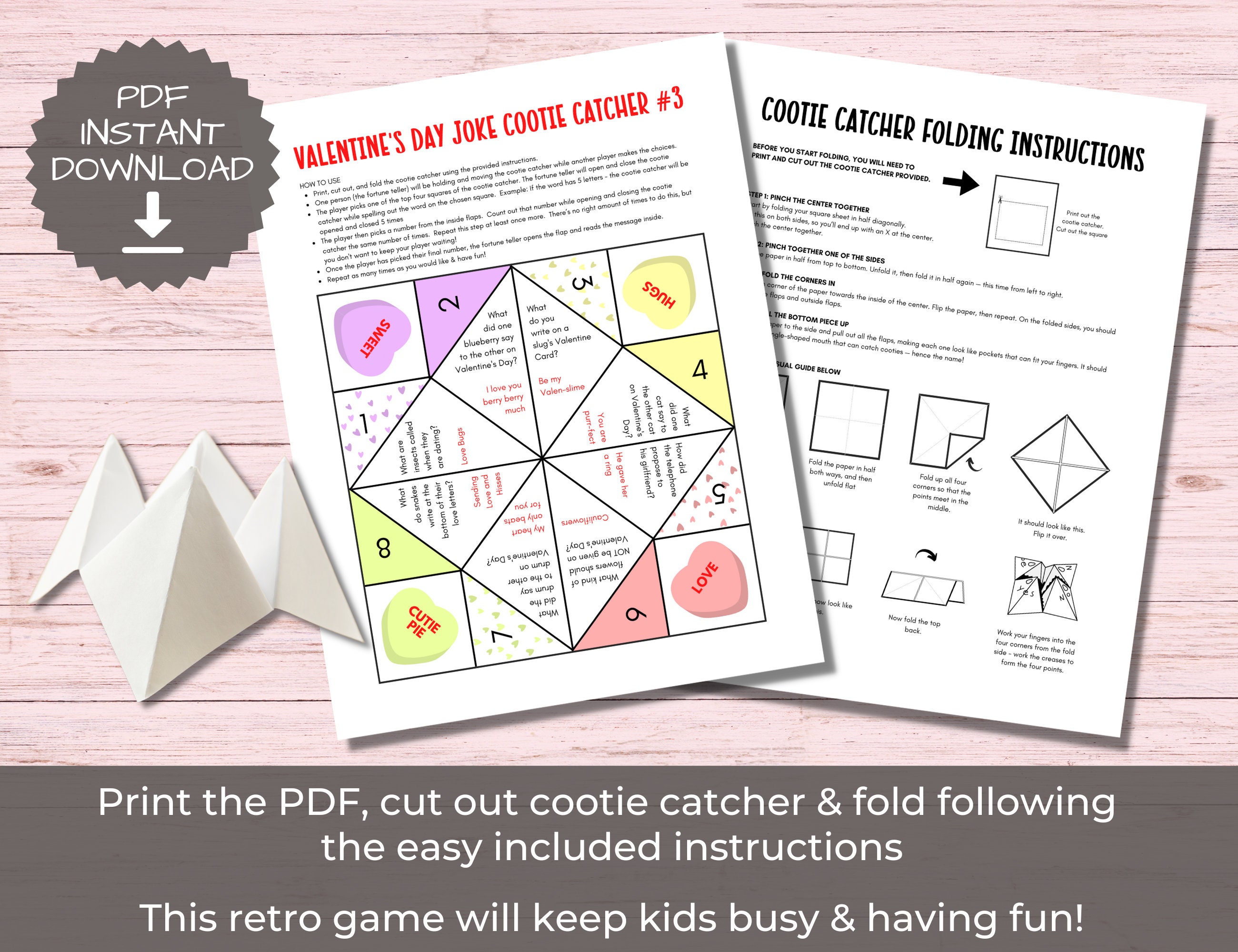 Valentines Day Cootie Catcher Bundle Valentines Joke Teller - Etsy