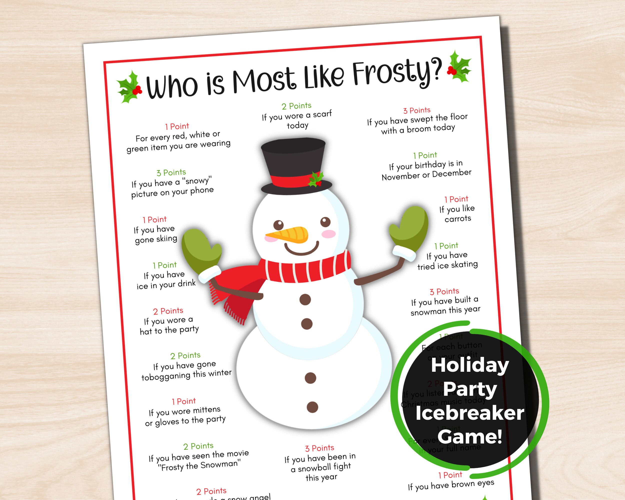 Who is Most Like a Snowman Game, Christmas Party Icebreaker Game ...