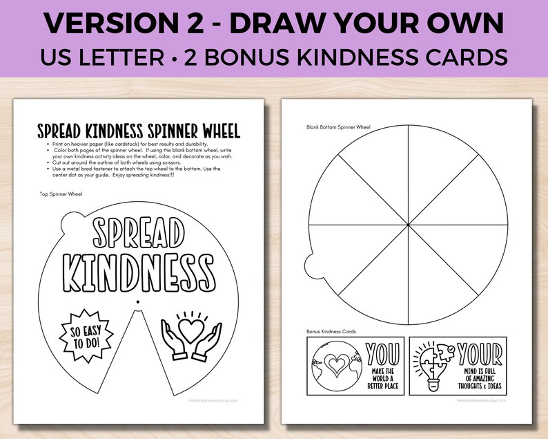 Spread Kindness Spinner Wheel Coloring Craft, Kindness Craft, World ...