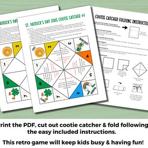 St. Patrick's Day Cootie Catcher Bundle, St. Patrick's Joke Tellers, St ...
