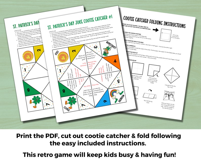 St. Patrick's Day Cootie Catcher Bundle, St. Patrick's Joke Tellers, St ...