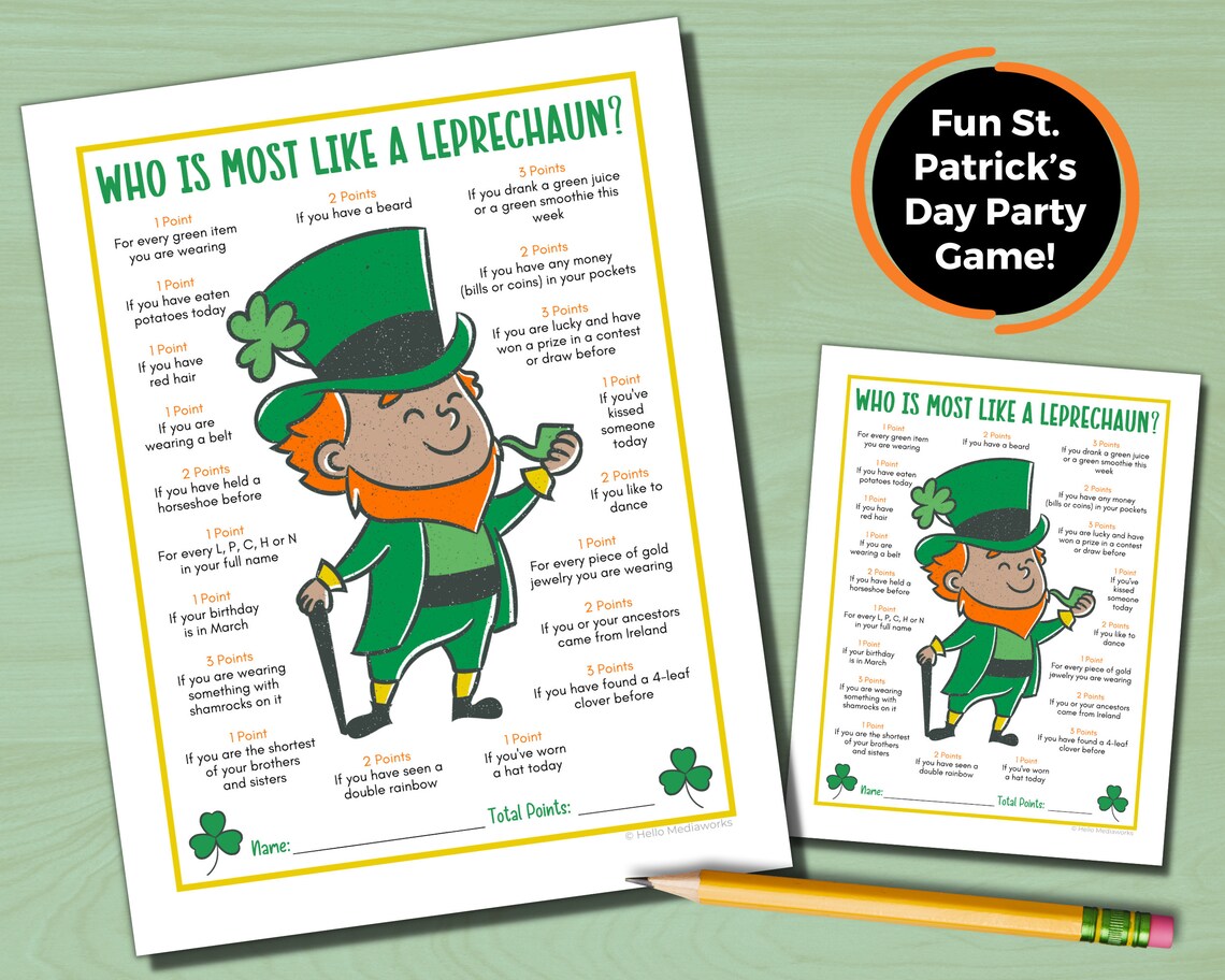 Who is Most Like a Leprechaun Game, St. Patrick's Day Party Game ...