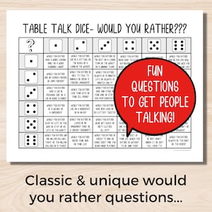 Table Talk Dice, Conversation Starter Game, Simple Icebreaker Game ...