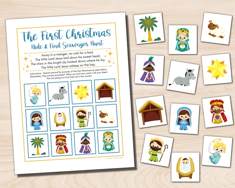 Christmas Nativity Scavenger Hunt Game, the First Christmas Hide and ...
