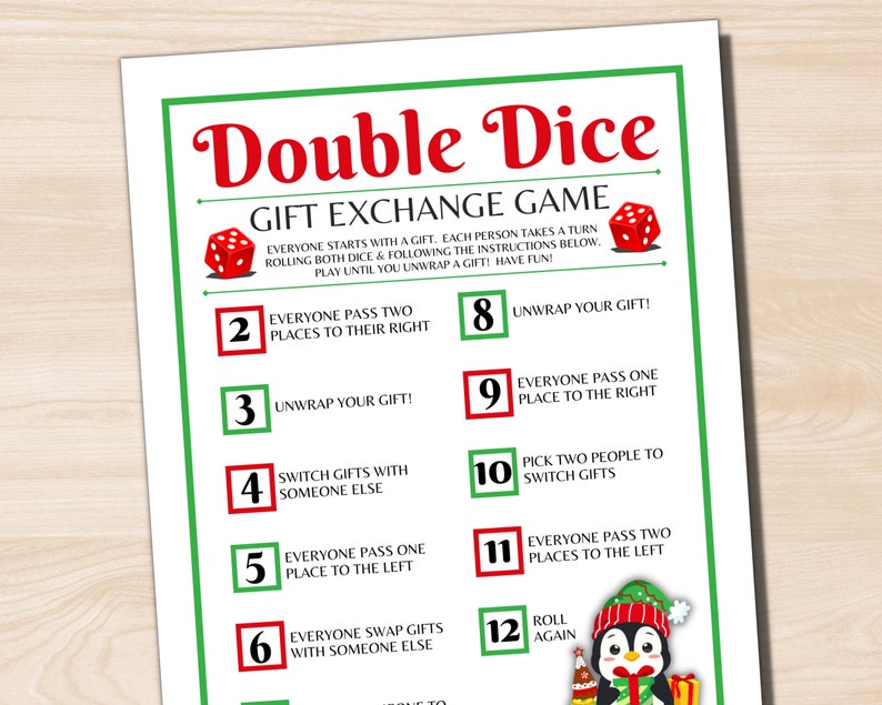 Christmas Double Dice Gift Exchange Roll the Dice Holiday - Etsy Canada