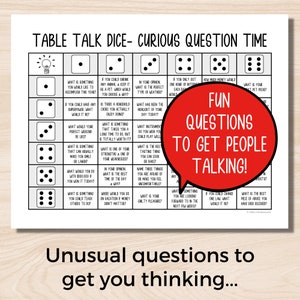 Table Talk Dice, Conversation Starter Game, Simple Icebreaker Game ...