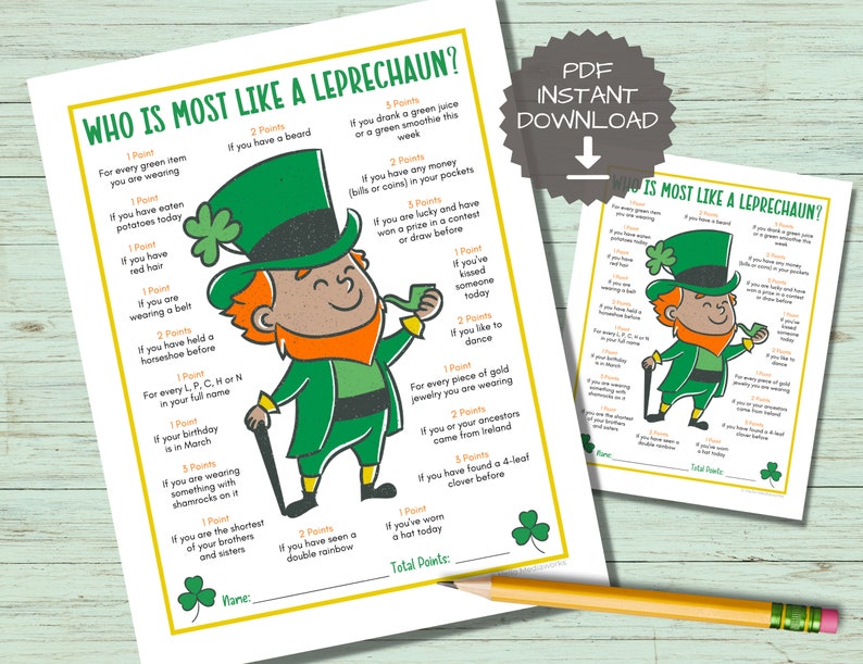 Who is Most Like a Leprechaun Game St. Patrick's Day - Etsy