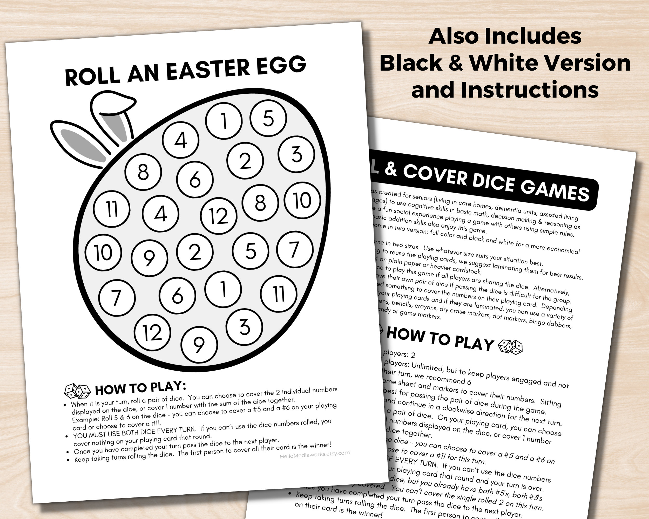 Roll an Easter Egg Dice Game, Easter Roll and Cover Dice Game, Easy ...