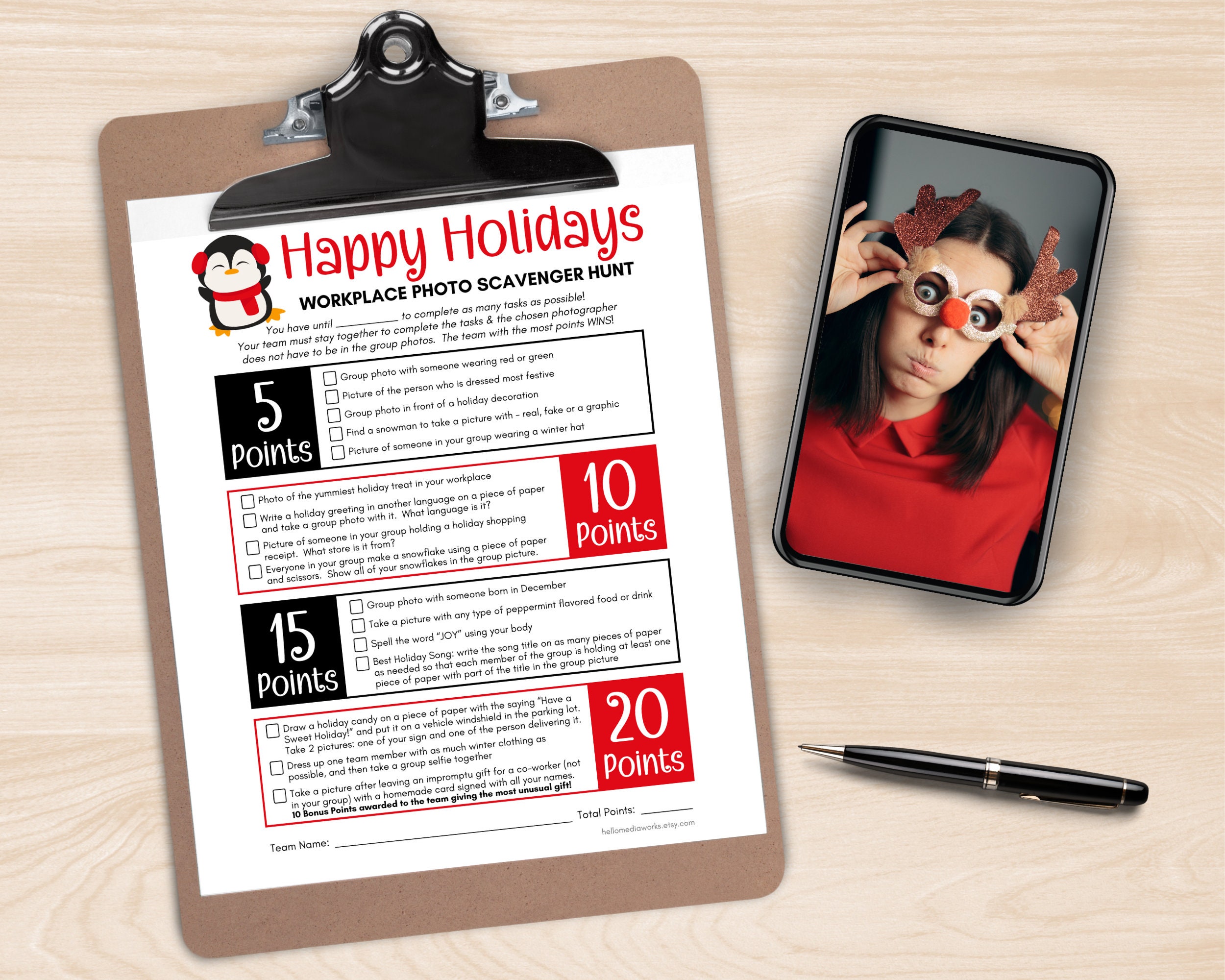 Holiday Workplace Photo Scavenger Hunt, Holiday Team Building Activity ...