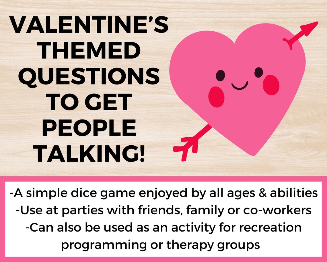 Valentine's Table Talk Dice Game, Conversation Starter Game, Galentine ...