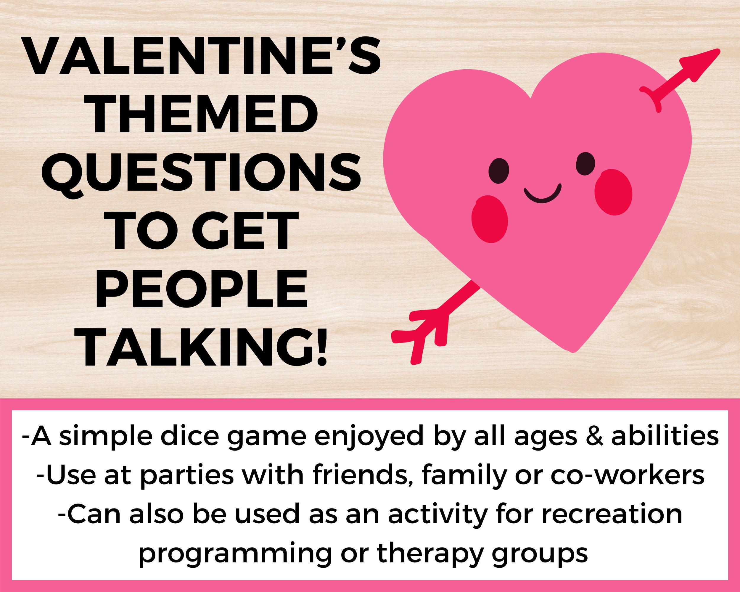 Valentine's Table Talk Dice Game, Conversation Starter Game, Galentine ...