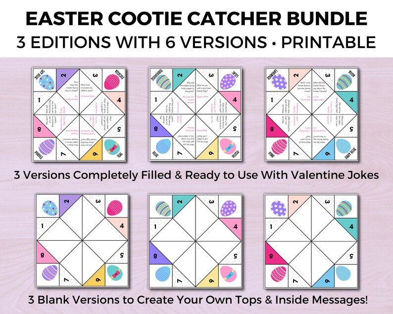 Easter Cootie Catcher Bundle, Easter Joke Tellers, Easter Fortune ...