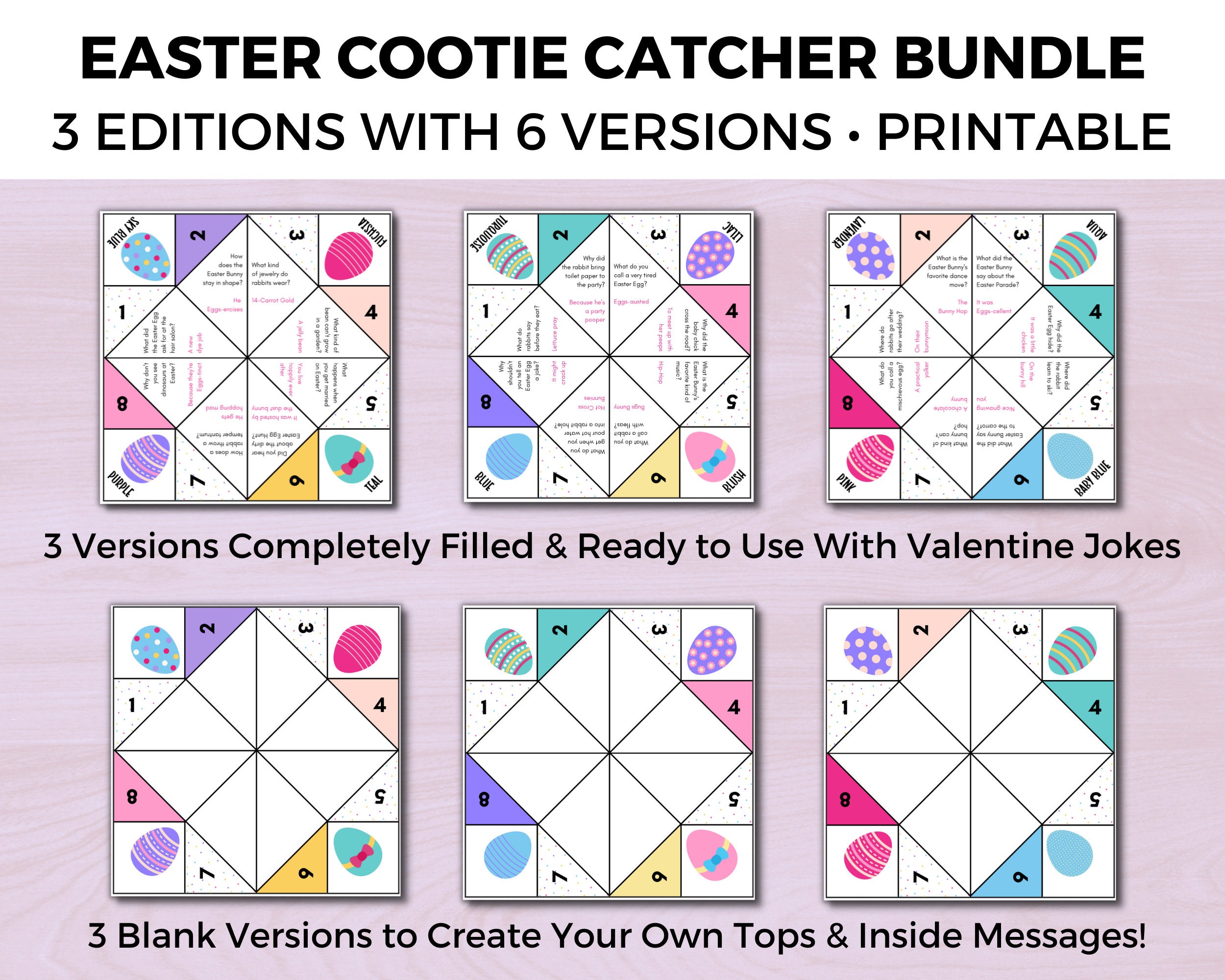 Easter Cootie Catcher Bundle, Easter Joke Tellers, Easter Fortune ...