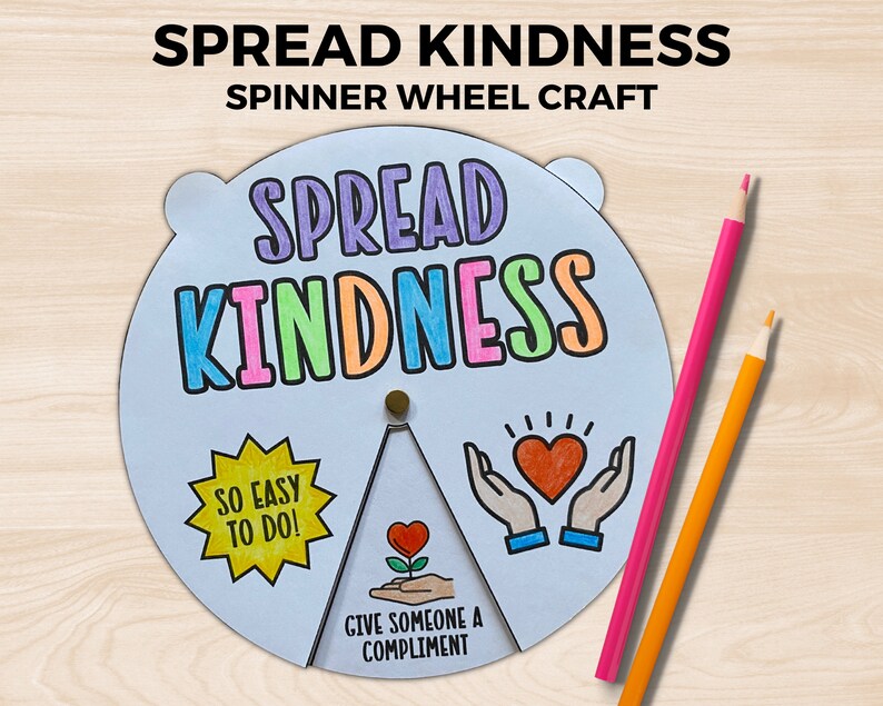 Spread Kindness Spinner Wheel Coloring Craft, Kindness Craft, World ...