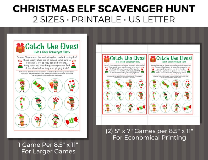 Christmas Elf Scavenger Hunt Game Catch the Elves Hide and - Etsy