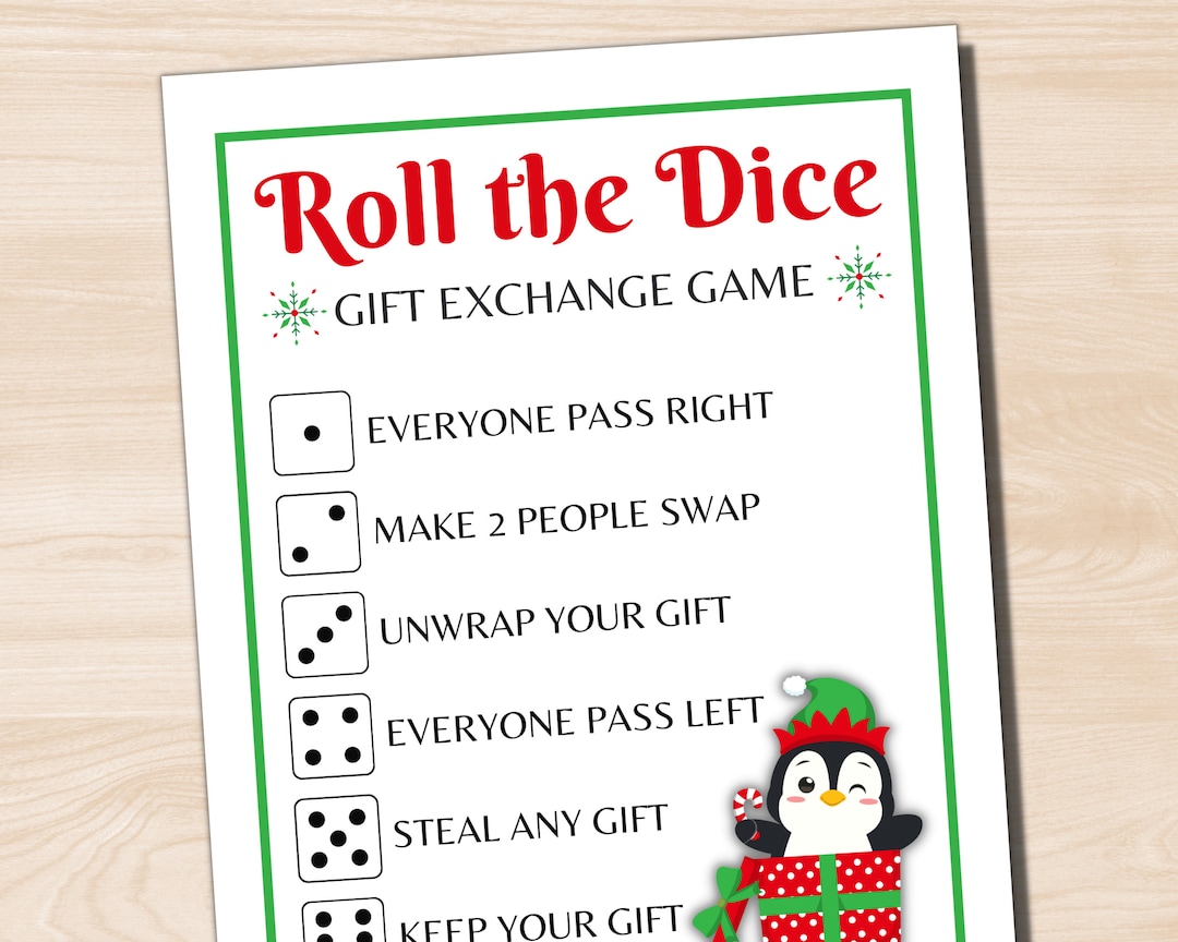 Roll the Dice Gift Exchange Game, Holiday Gift Exchange Dice Game ...