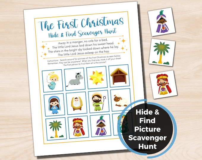 Christmas Nativity Scavenger Hunt Game, the First Christmas Hide and ...