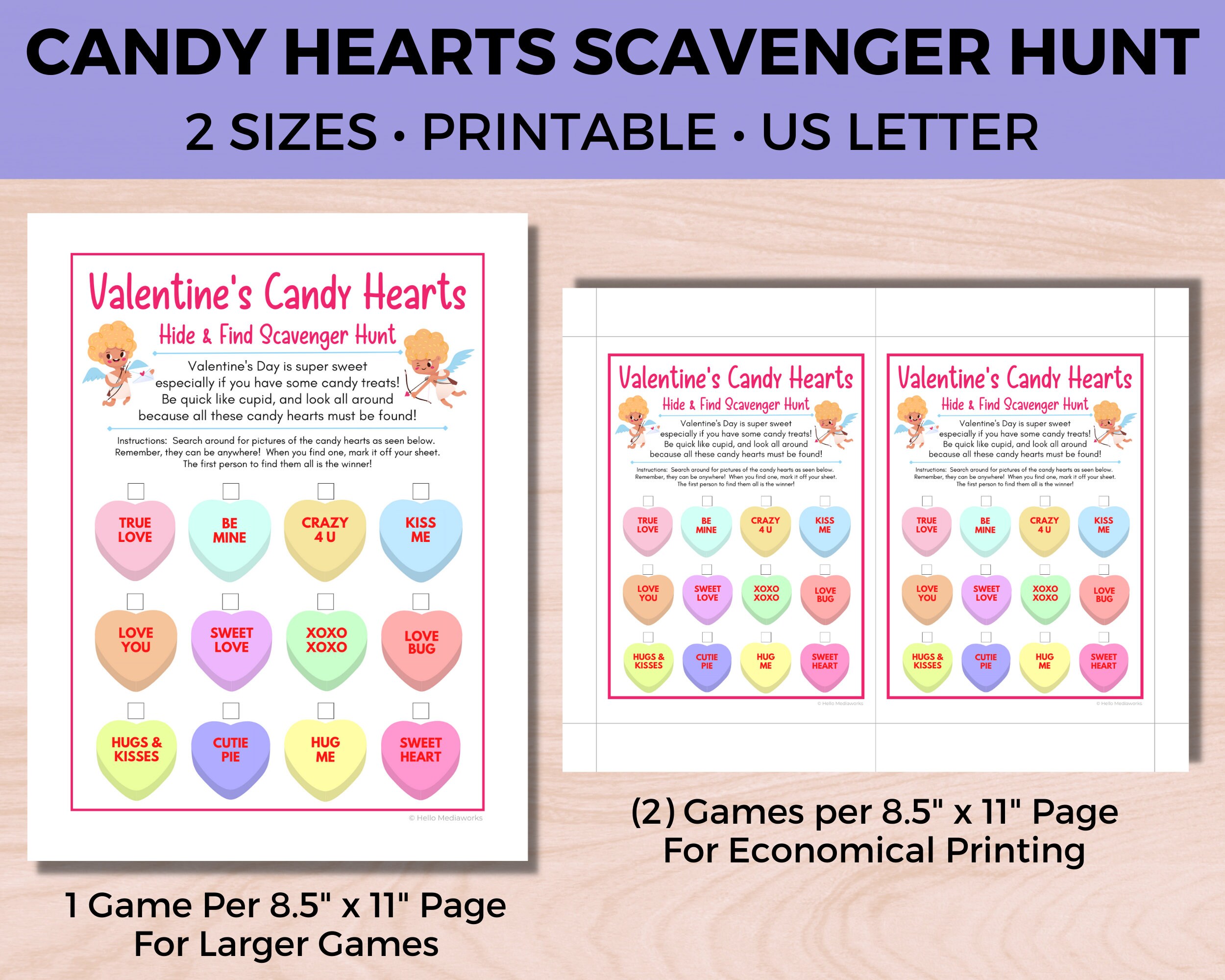 Valentine's Candy Heart Scavenger Hunt Game, Valentine's Day Activity ...