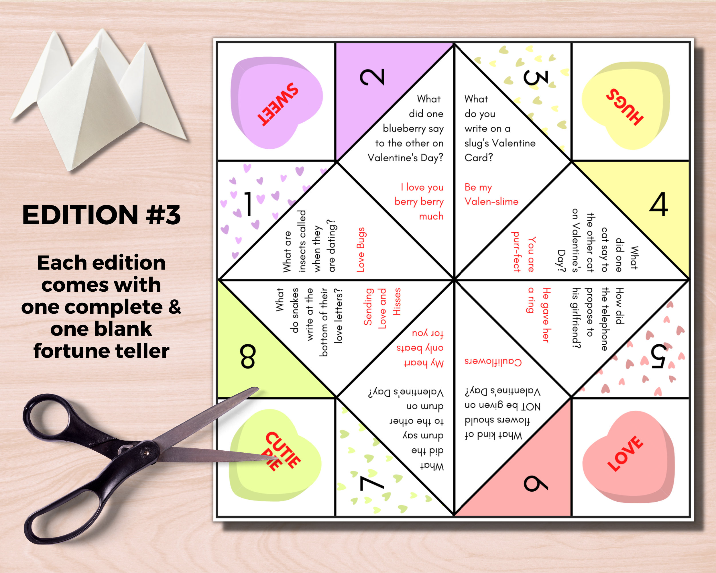 Valentines Day Cootie Catcher Bundle, Valentines Day Joke Tellers ...