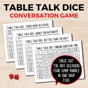 Christmas Table Talk Dice Game, Conversation Starter Game, Christmas ...