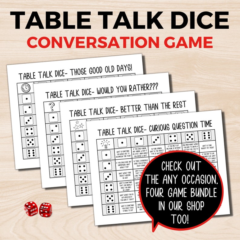 Christmas Table Talk Dice Game, Conversation Starter Game, Christmas ...