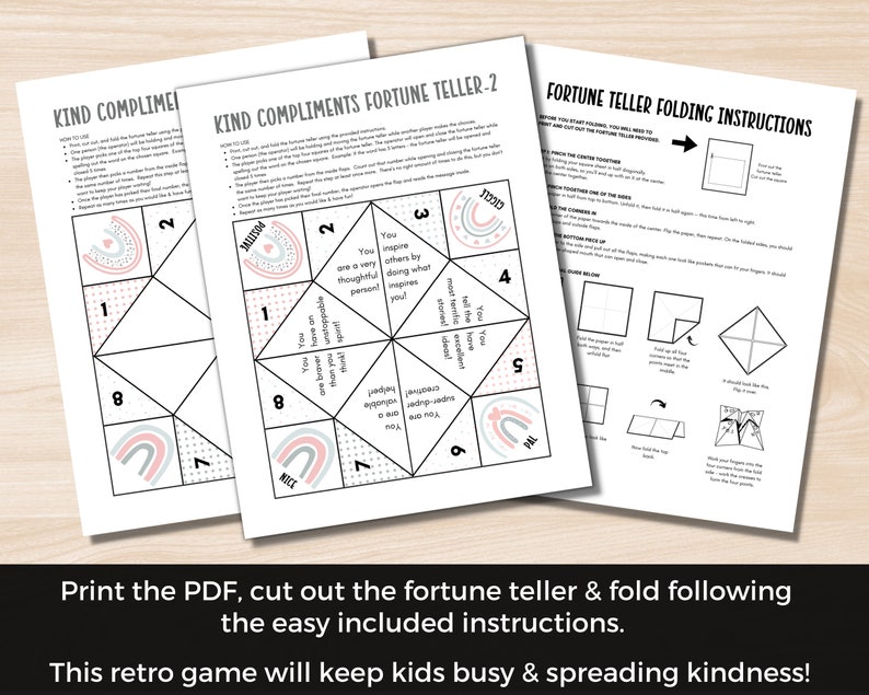 Kind Compliments Fortune Teller Bundle, Cootie Catchers, World Kindness ...