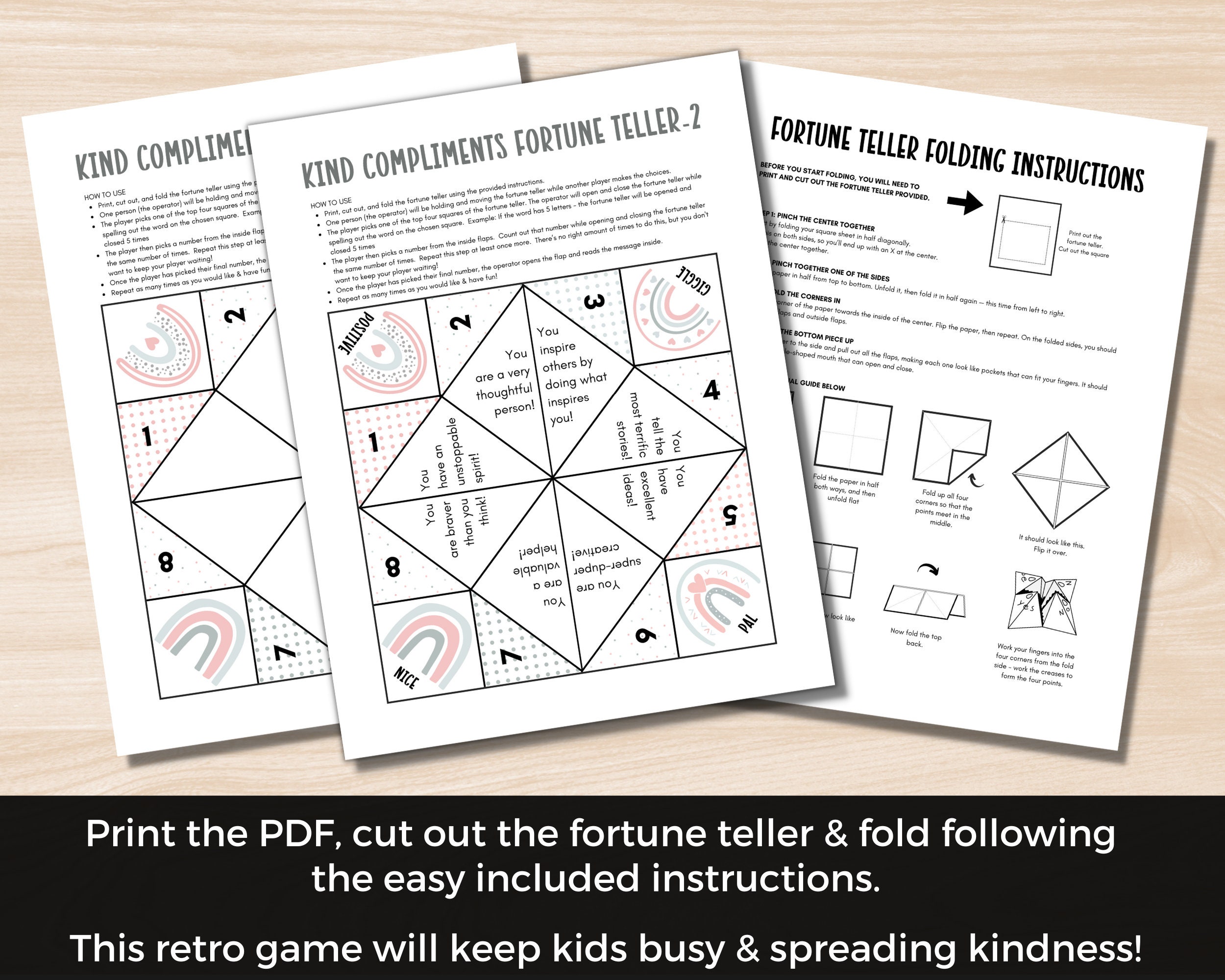 Kind Compliments Fortune Teller Bundle, Cootie Catchers, World Kindness ...