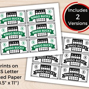 Printable Bingo Bucks, Bingo Winner Prize, Bingo Store Money, Bingo ...
