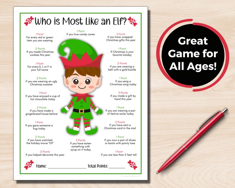 Who is Most Like an Elf Game, Christmas Ice Breaker Game, Christmas Elf ...