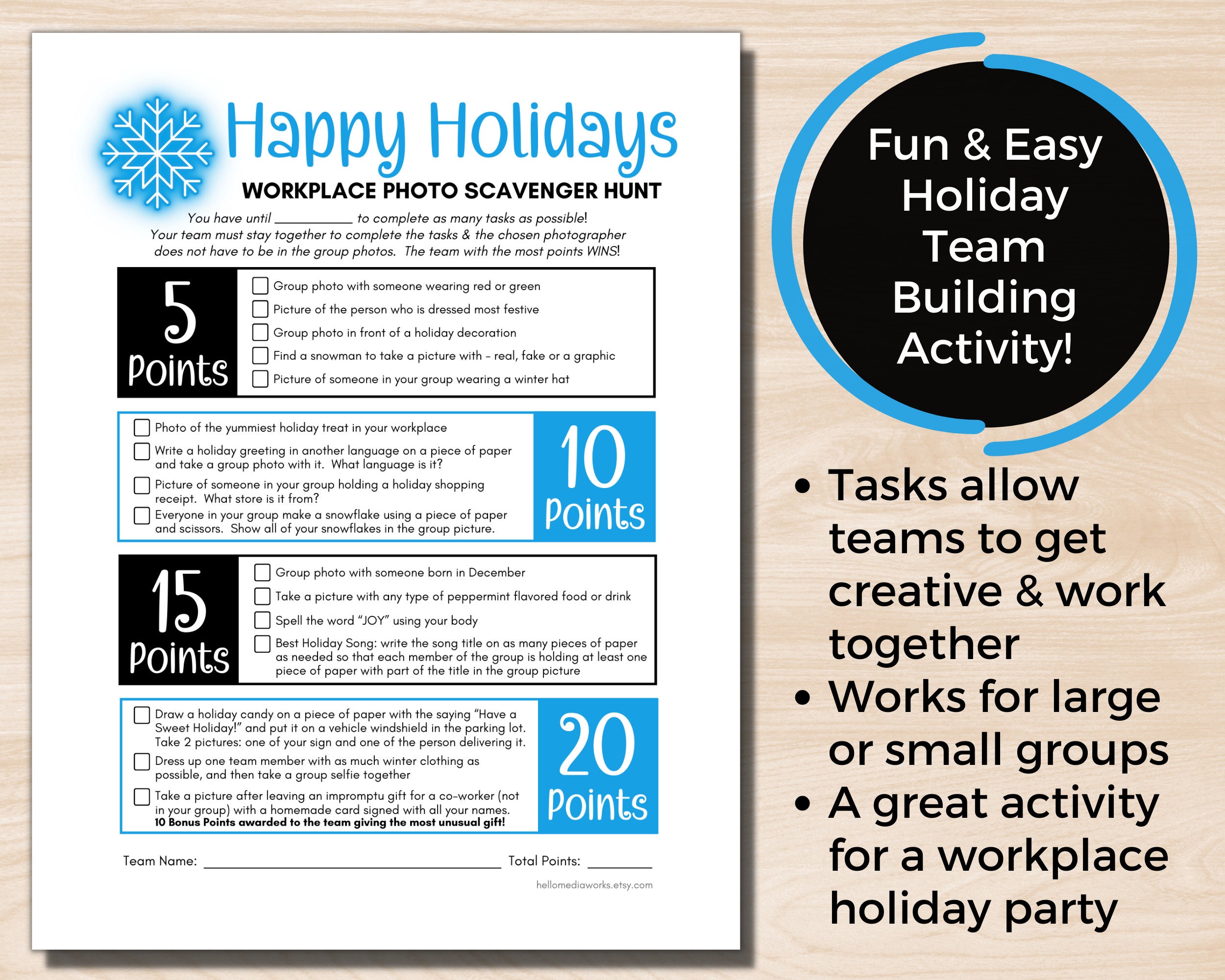 Holiday Workplace Photo Scavenger Hunt, Holiday Team Building Activity ...